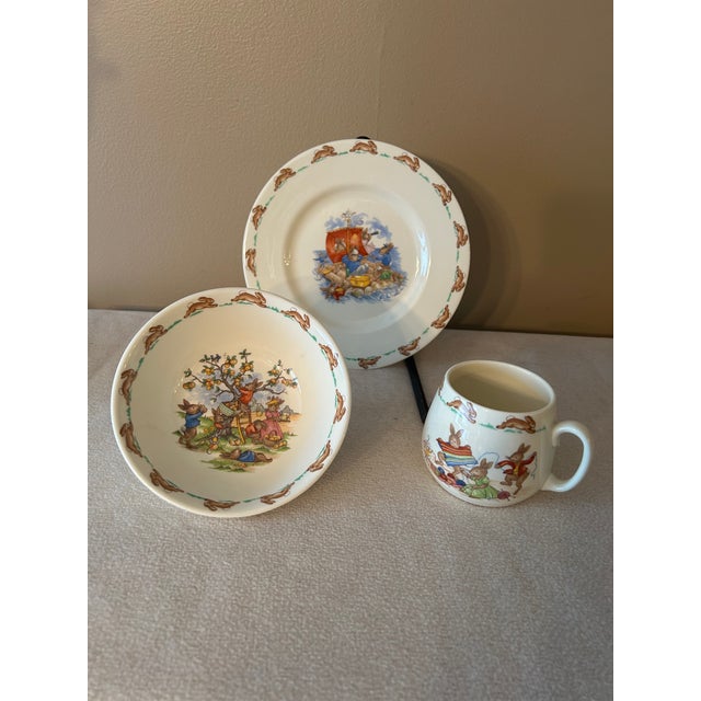 Late 20th Century Children's Vintage Bunnykins Royal Doulton Dish Set ...