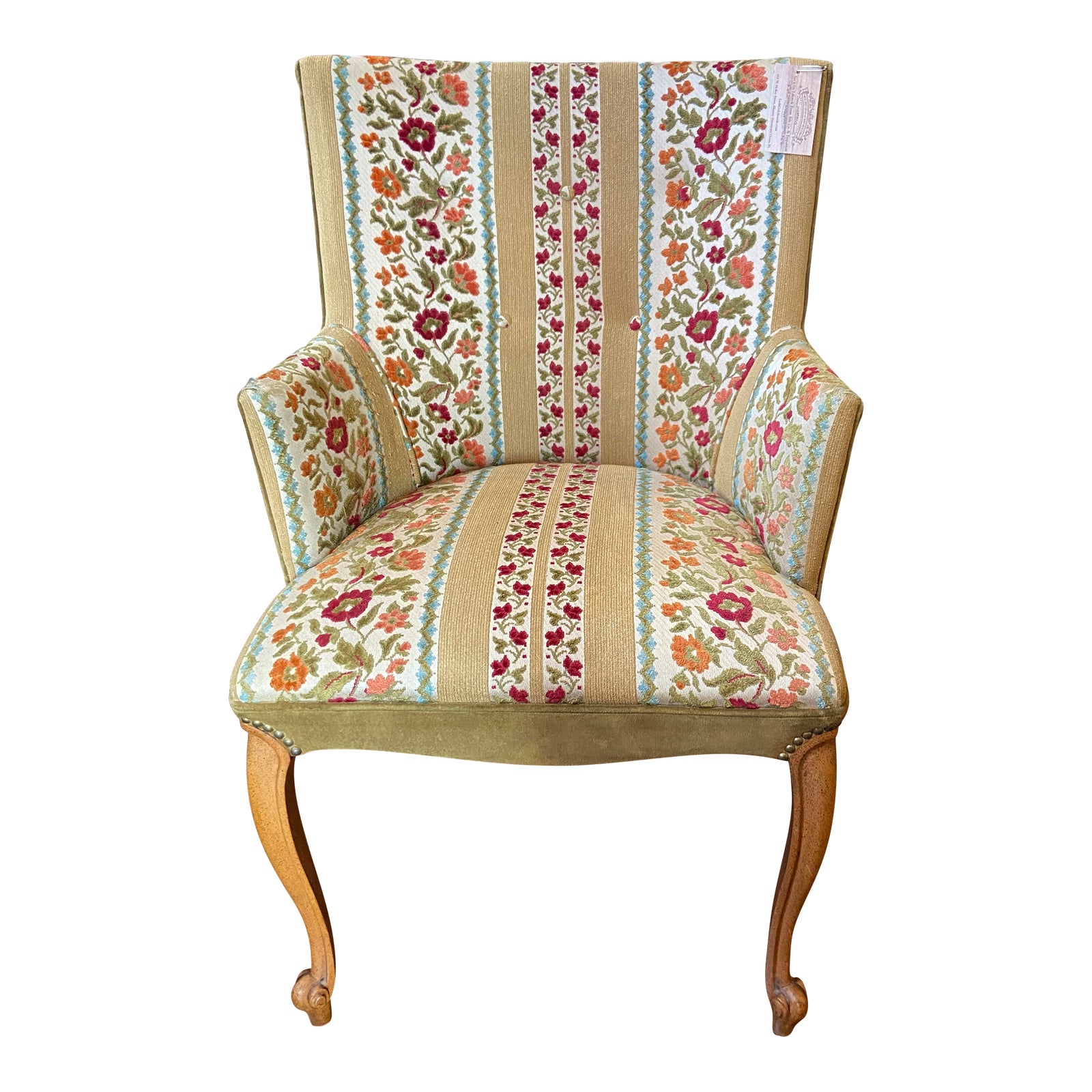 Mid 20th Century Embroidered Accent Chair | Chairish