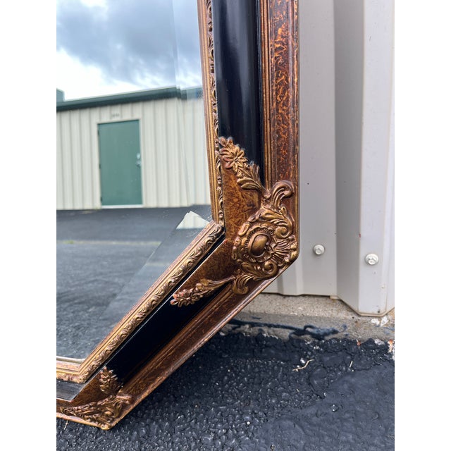 1980s Carolina Mirror Company Octagonal Black and Gold Beveled Glass ...