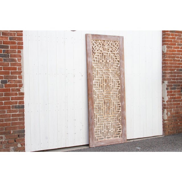 Finely Carved Whitewash See-Through Door Panel | Chairish