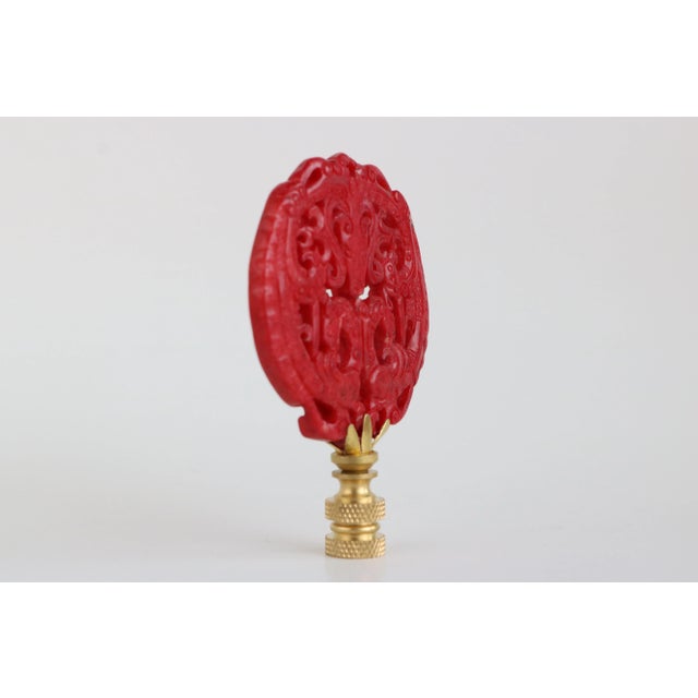 Chinese Dragon Carved Stone Lamp Finials on Brass Hardware - a Pair ...
