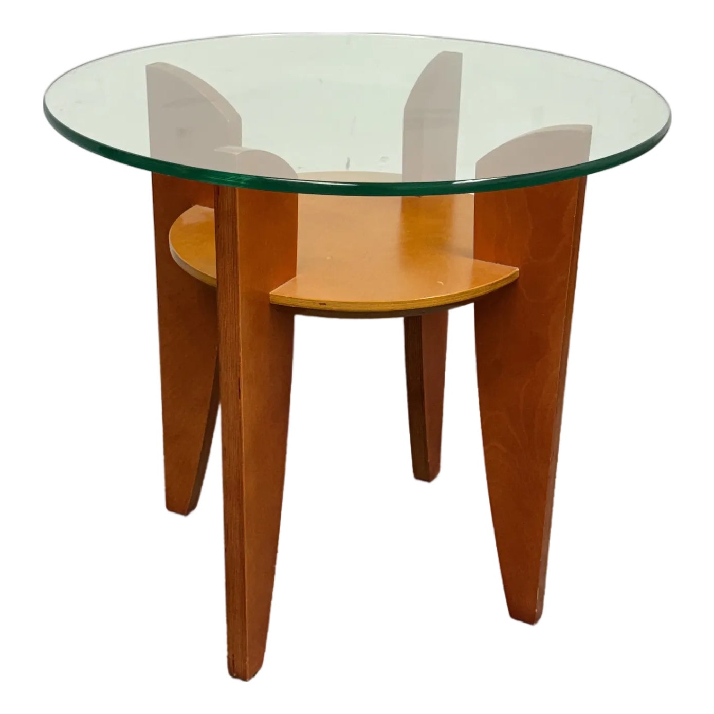 InHouse Glass + Wood Side Table | Chairish