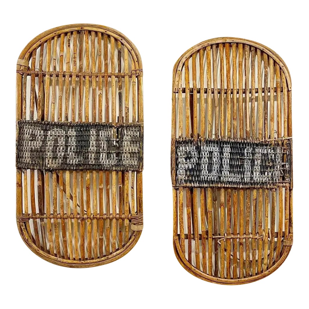Pair of Antique Bamboo Police Shields | Chairish