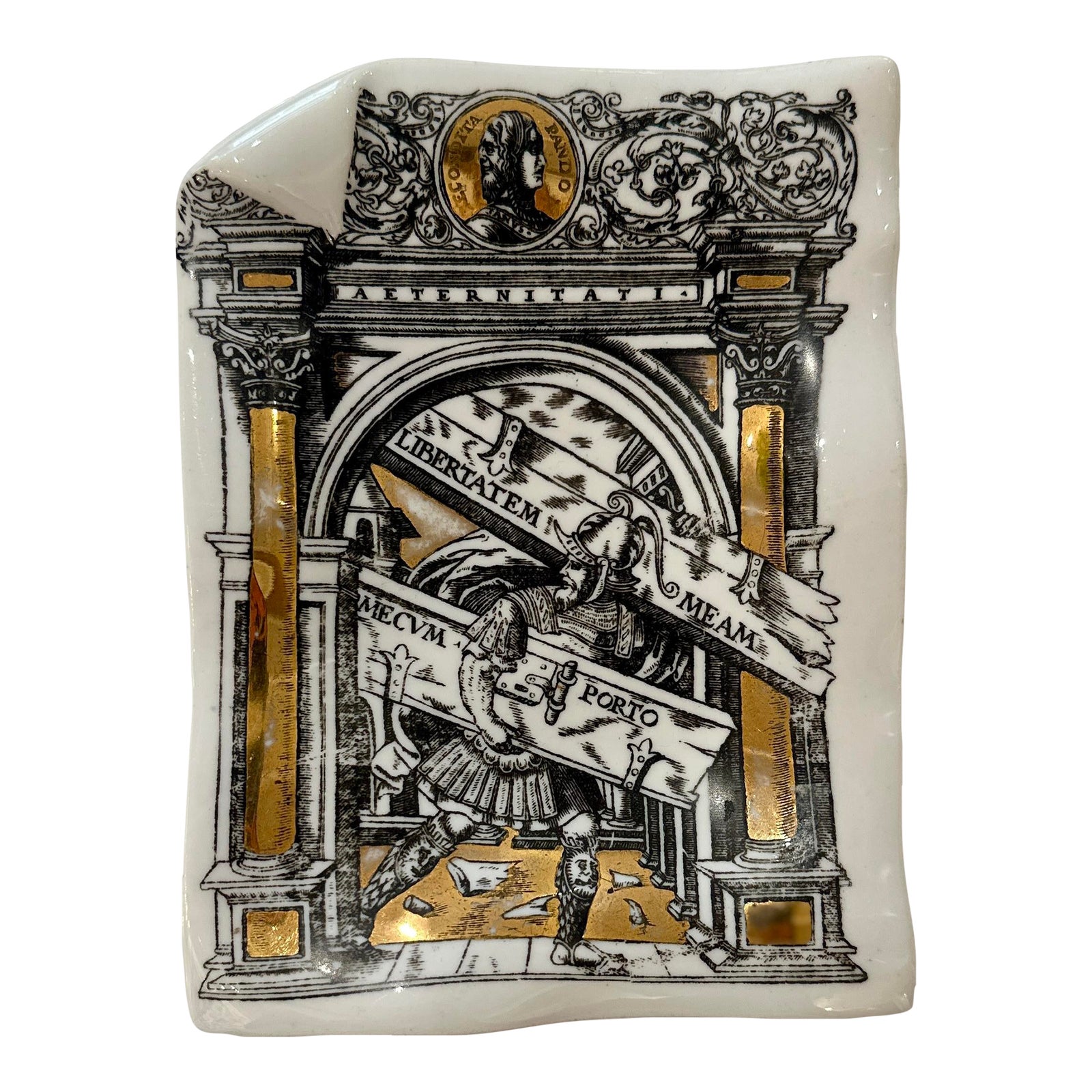 1960's Piero Fornasetti "All That Is Mine I Carry With Me" Catchall ...
