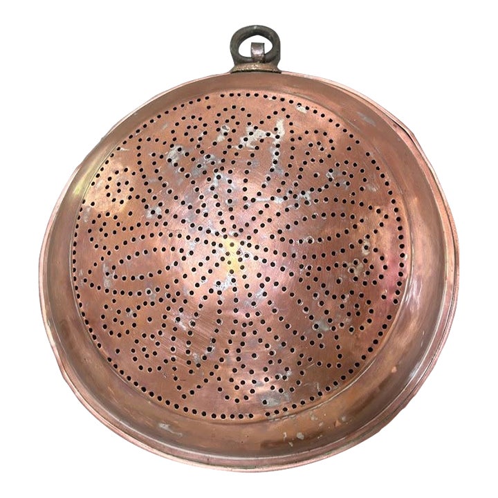 Mid 20th Century Vintage Large Copper Sieve | Chairish