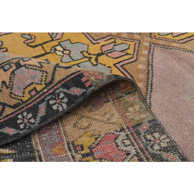 1970s Vintage Turkish Hand-Knotted Wool Cotton Pink Area Rug | Chairish