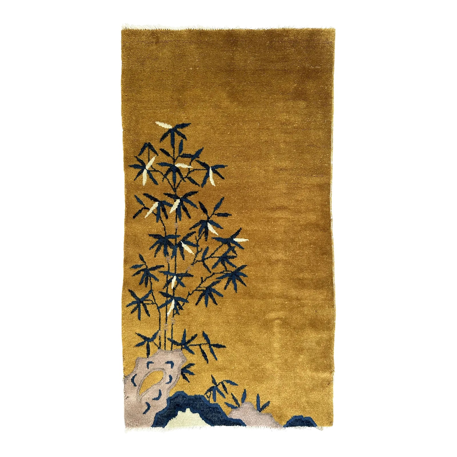 Yellow Gold Nature Vintage Chinese Art Deco Wool Rug 2' X 3'11" | Chairish