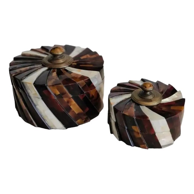 1990s Vintage Maitland-Smith Tessellated Faux Tortoise Shell and Mother ...