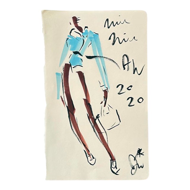 Original Miu Miu Figurative Ink Drawing by Jenny Walton | Chairish