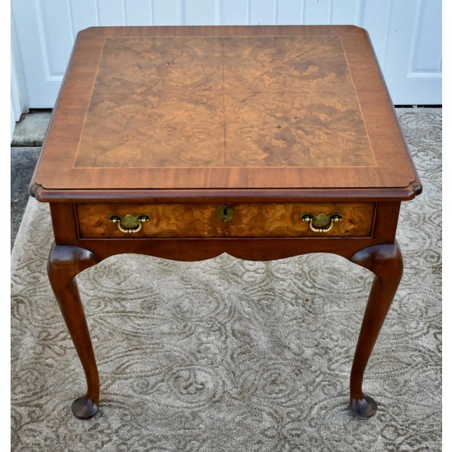 Vintage Kittinger Queen Anne Style Walnut & Burl Top Side Table W ...