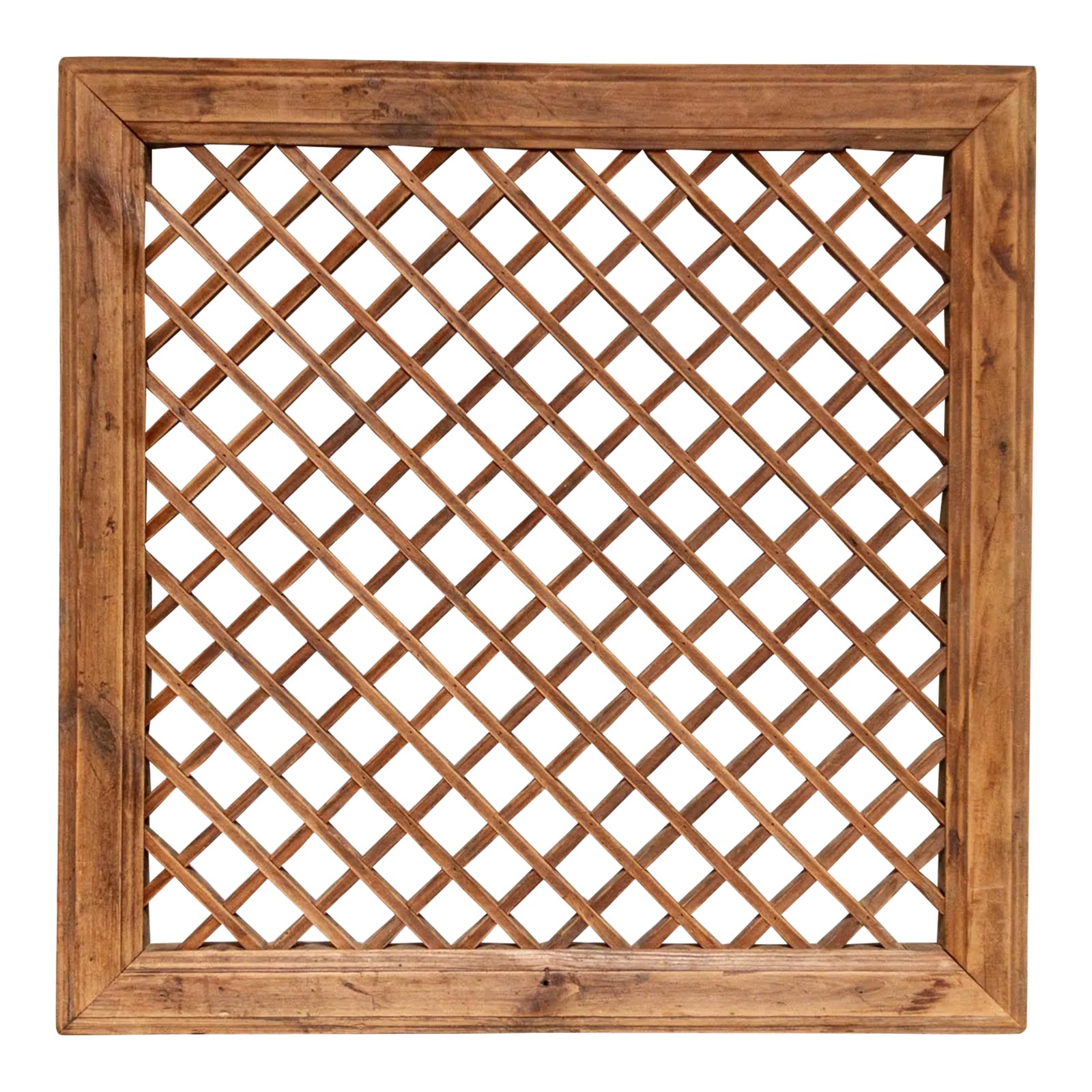 Diamond Rustic Wood Lattice Window | Chairish