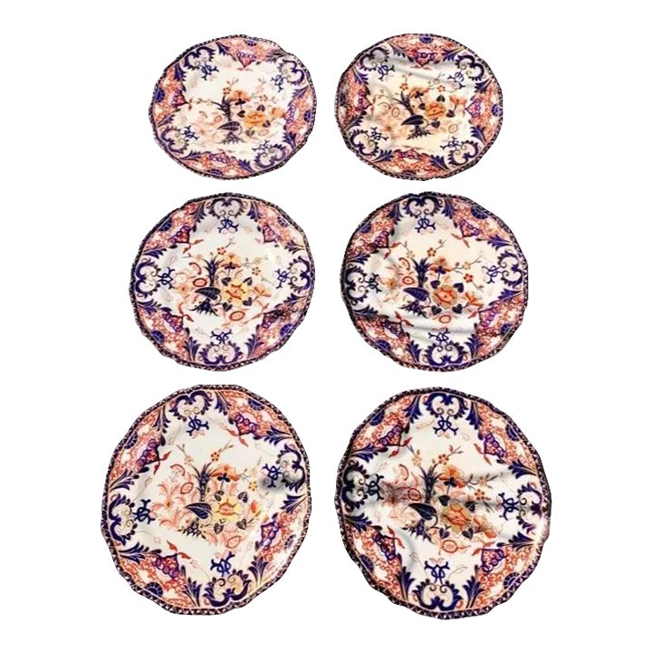Set of 6 Antique Early 19th Century Masons Imari Colors Dinner Plates ...