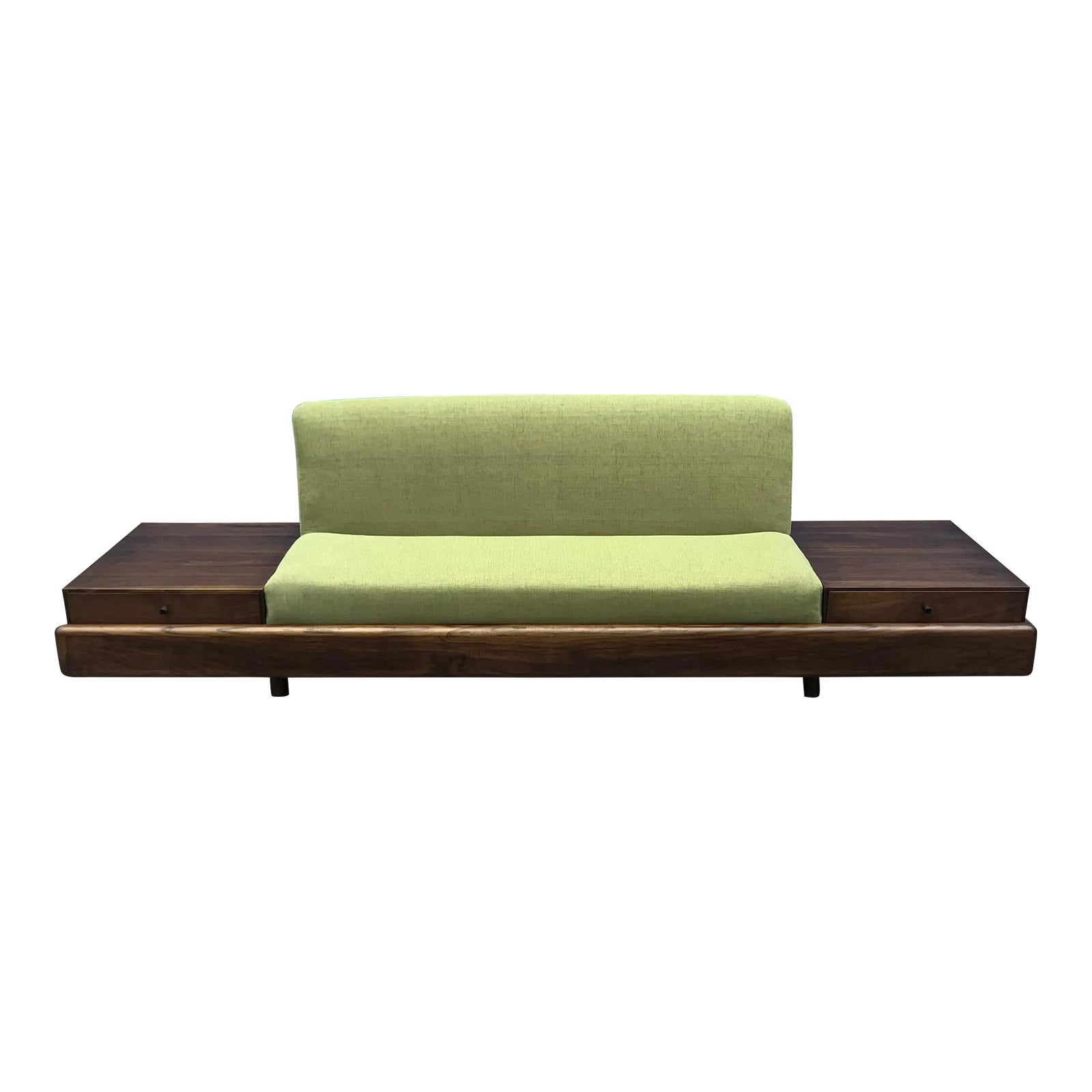Modern Walnut Platform Sofa | Chairish