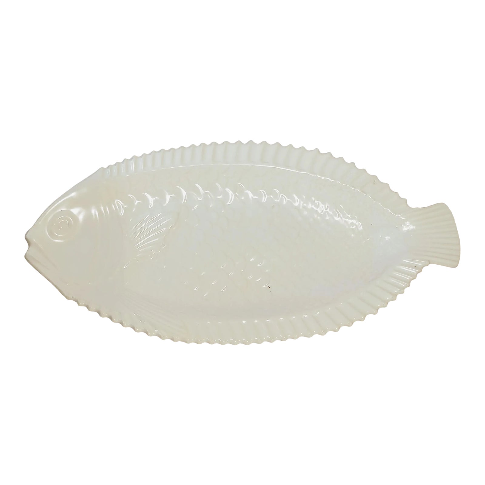 Mid 20th Century McCoy White Fish Platter Pottery | Chairish