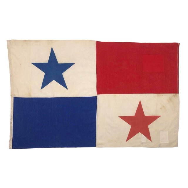 Vintage Cotton Handmade Flag of Panama | Chairish