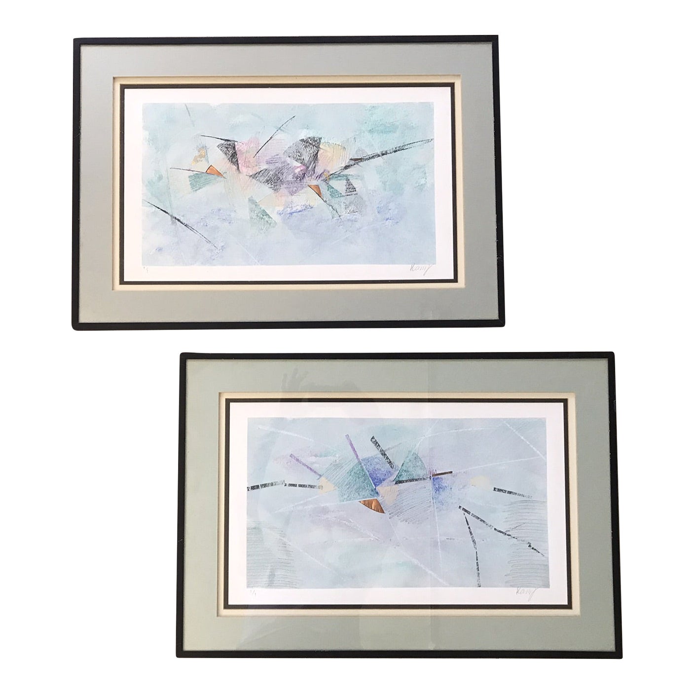 Pair of Postmodern Original Mixed Media Work by Iranian Modernist ...