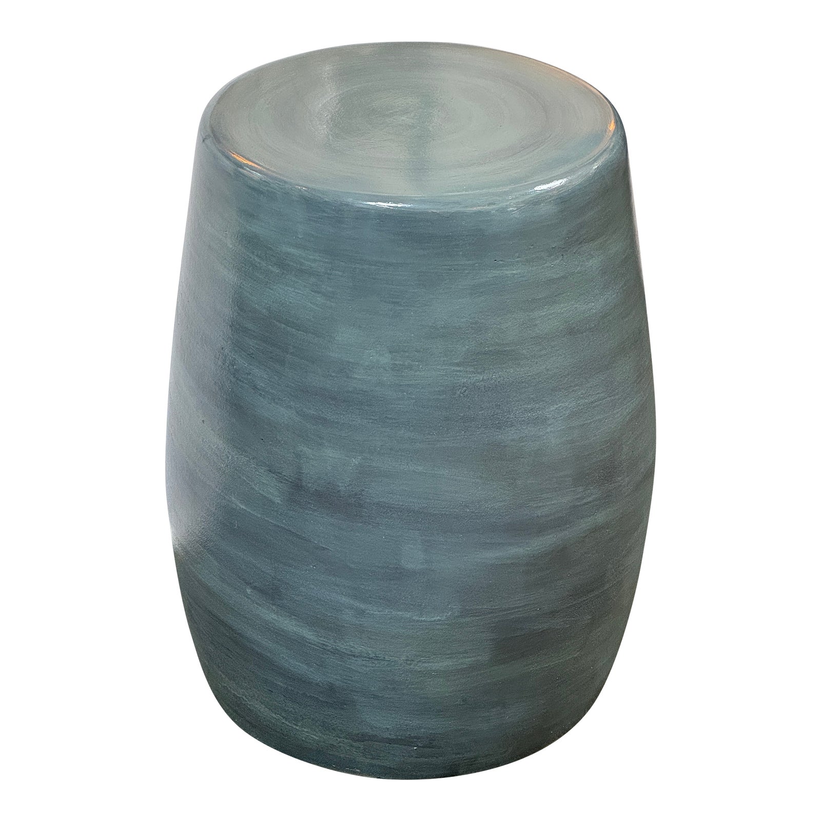 Contemporary Blue Swirl Ceramic Garden Stool + Table | Chairish