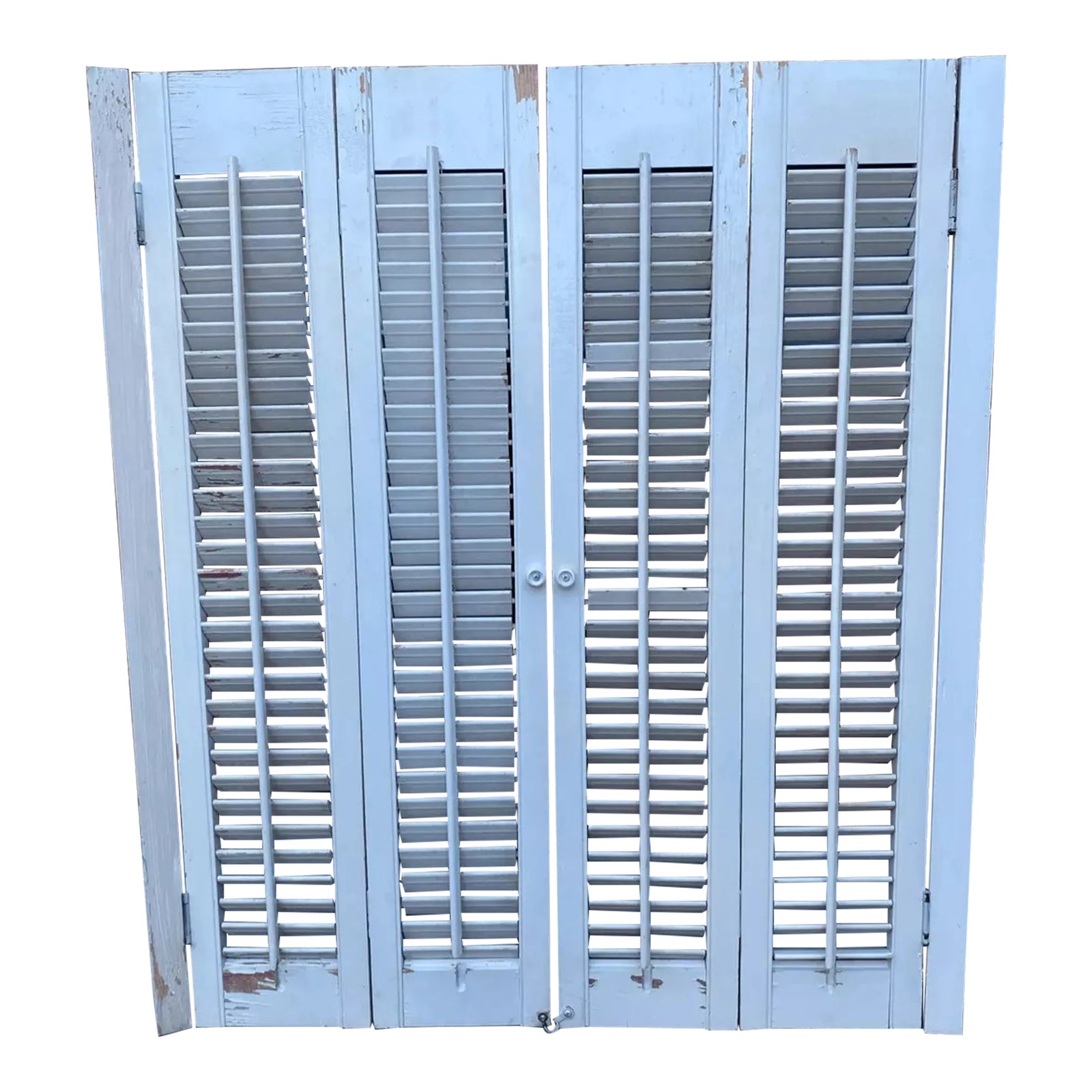 Pair of Vintage White Wood Interior Bifold Louver Window Shutters | Chairish