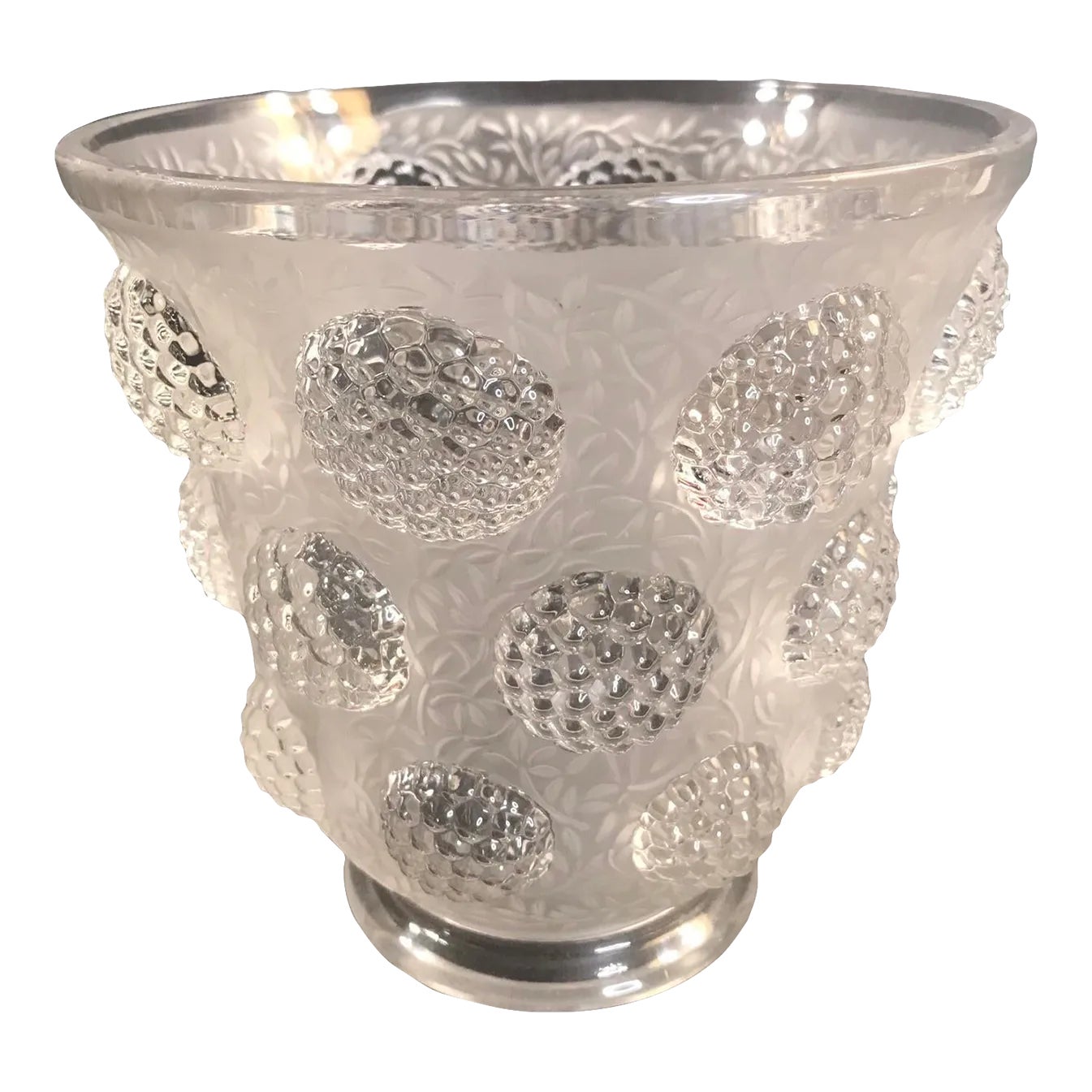 Art Deco Glass Vase Signed by Verlys, High Relief Hydrangea Flowers ...