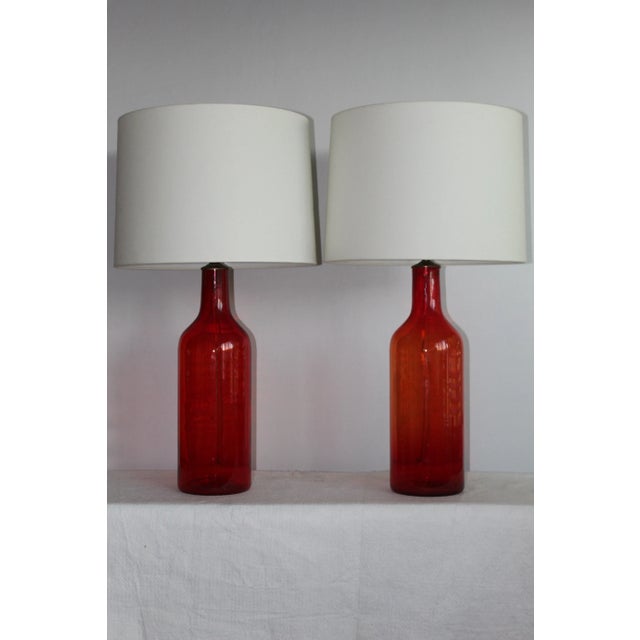 Vintage Blenko Glass Style Table Lamps - a Pair | Chairish