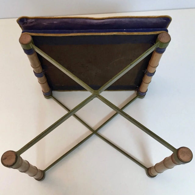 1970s Faux Bamboo & Steel Upholstered X Stool | Chairish