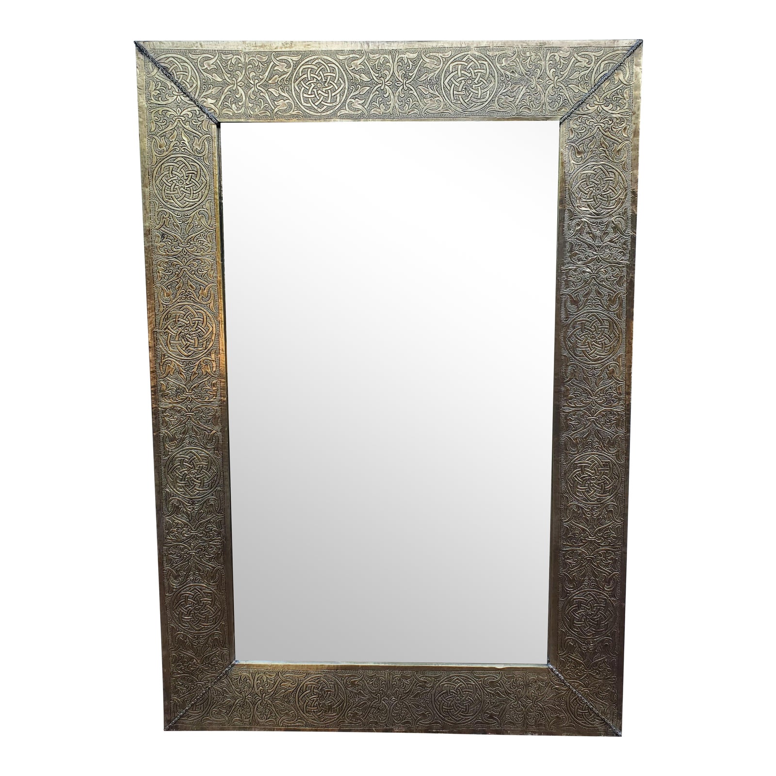 Golden Medium Metal Inlaid Rectangular Mirror | Chairish