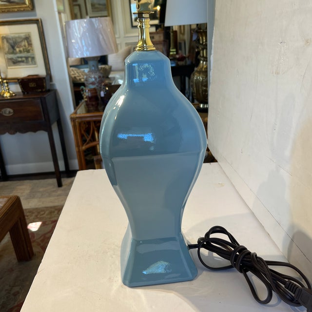 Blue Porcelain Lamp | Chairish