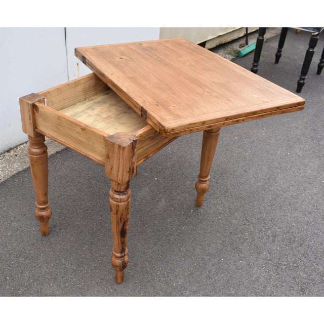 Antique Pine Turned Leg Swivel-Top Table | Chairish