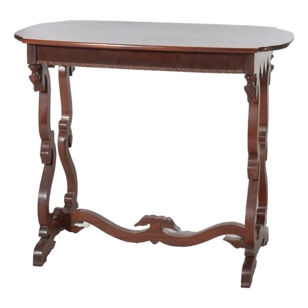 Antique Empire Flame Mahogany Lamp Stand C1870 | Chairish