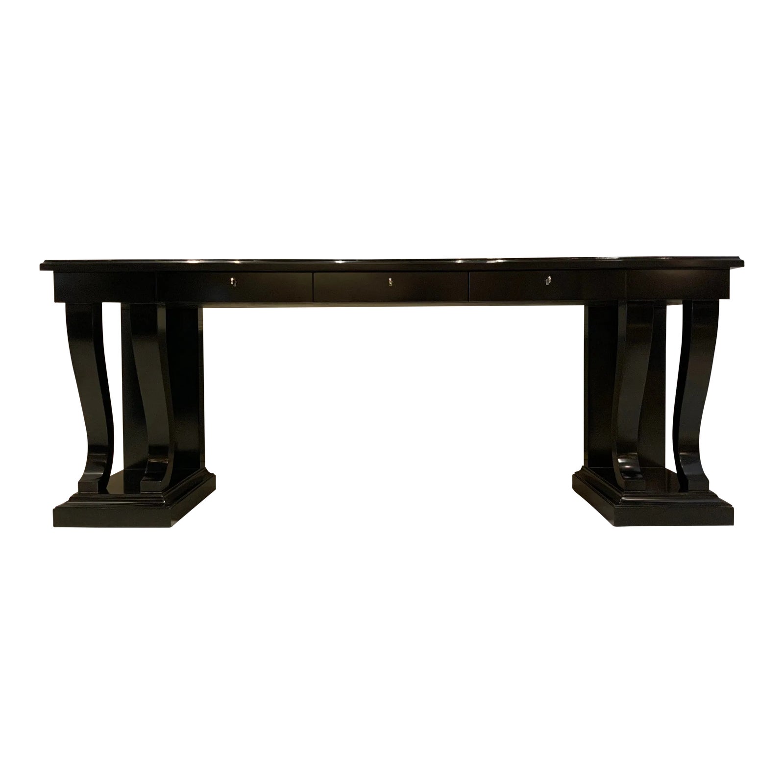 Ralph Lauren Modern Black Lacquer Basalt Console Table | Chairish