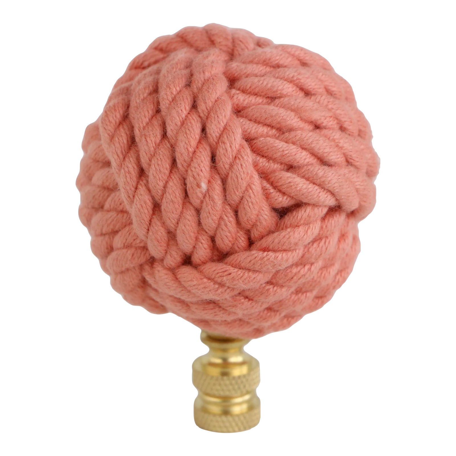 Nautical Knot Lamp Finial in Salmon Pink on Brass Hardware | Chairish
