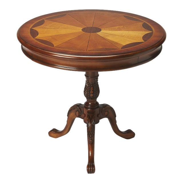 Carissa 30" Round Pedestal Foyer Table, Dark Brown | Chairish