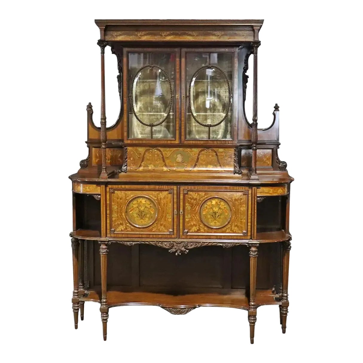 Outstanding Inlaid Edwardian China Cabinet or Vitrine Attr. Edwards and ...
