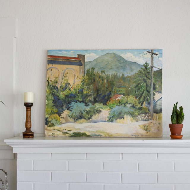 Large Mountain Desert Landscape Painting Signed Simpson 74 | Chairish