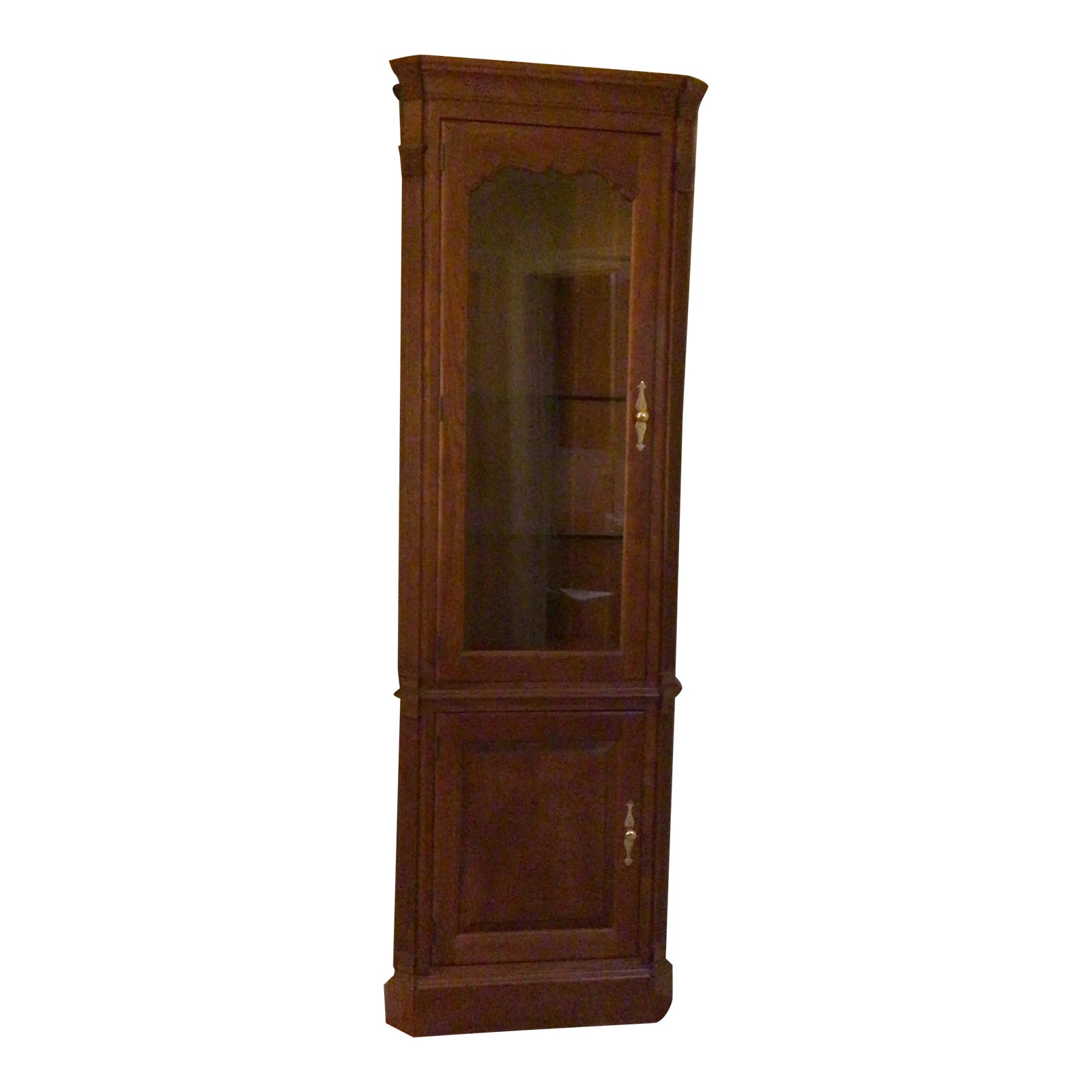 Late 20th Century Stickley Cherry Narrow Corner Curio China Display ...