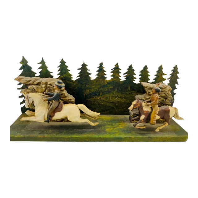 Folk Art Diorama of Western Chase Scene C. 1940s | Chairish
