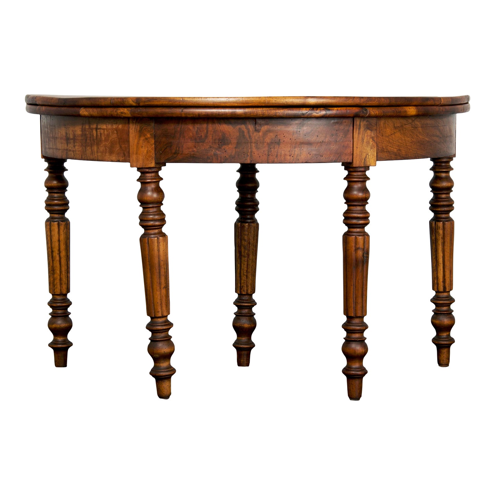 Antique Country French Provincial Folding Demilune Provincial Walnut ...
