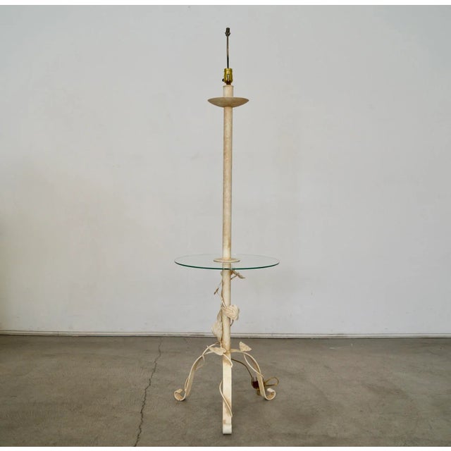 1970's Hollywood Regency Cottagecore Floor Lamp W/ End Table | Chairish