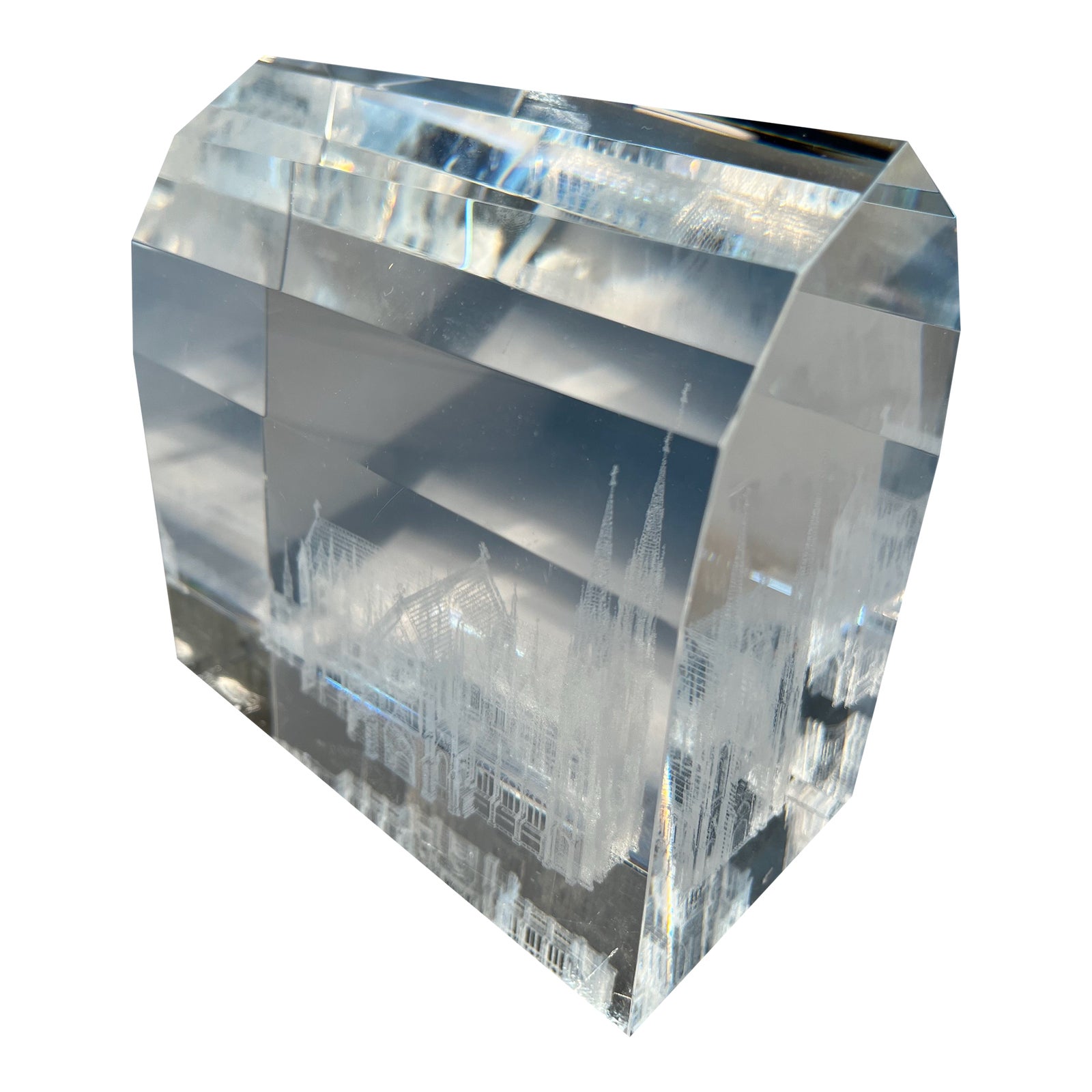 Crystal Paperweight or Doorstop With Lazer Etched Notre Dame Cathedral ...