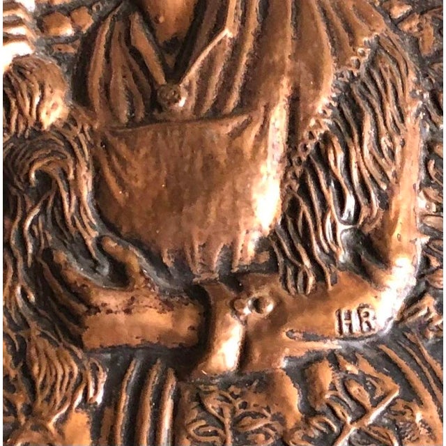 Antique 1900s French Historical Hammered Copper Relief Plaque Artist “hr” Signed | Chairish