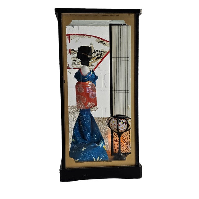 Japanese Shadow Box Lamp Diorama Geisha Scene 13" H | Chairish