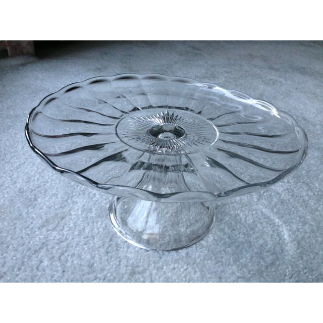 Vintage Glass Cake Plate Stand | Chairish