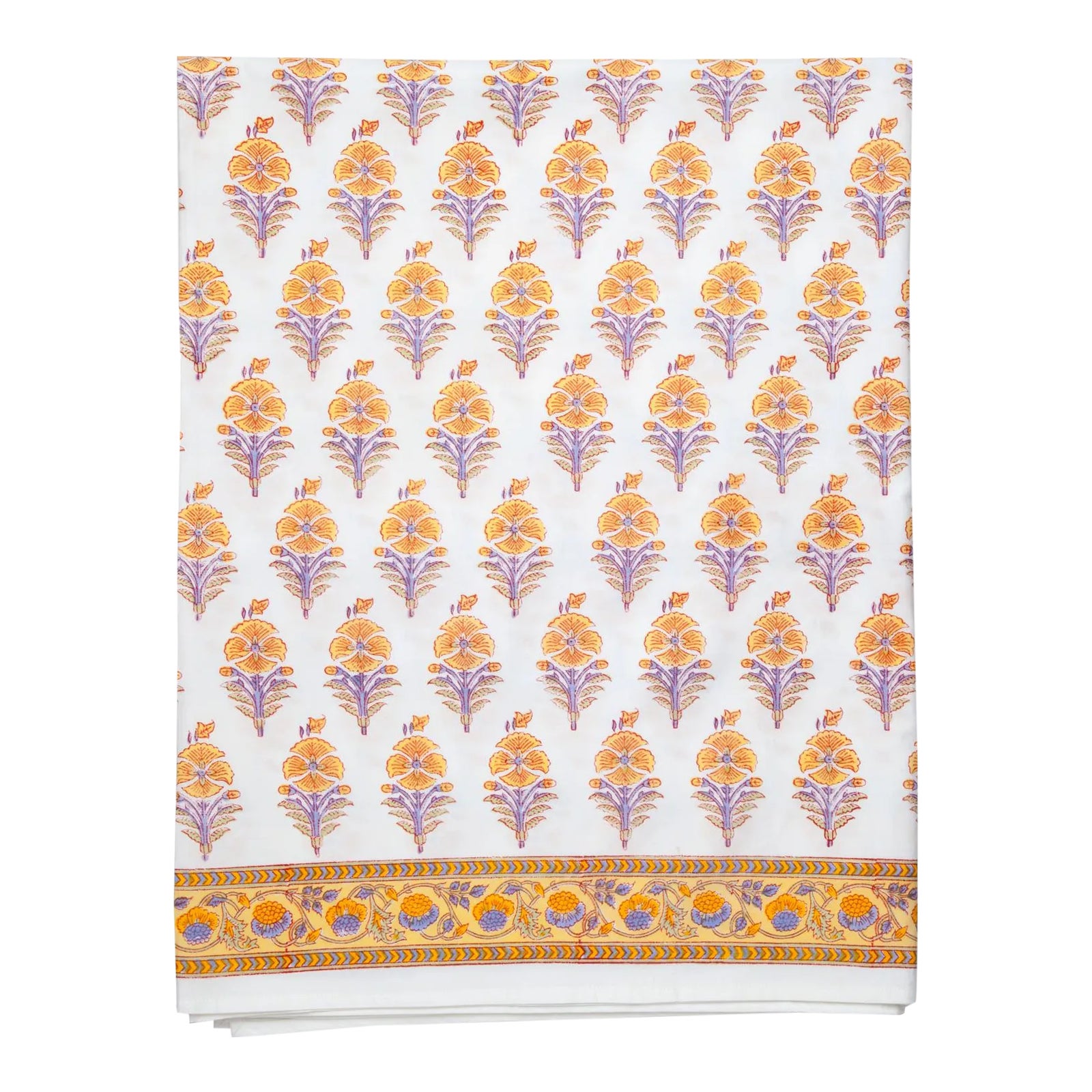 Juhi Flower Flat Sheet, Queen - Yellow | Chairish