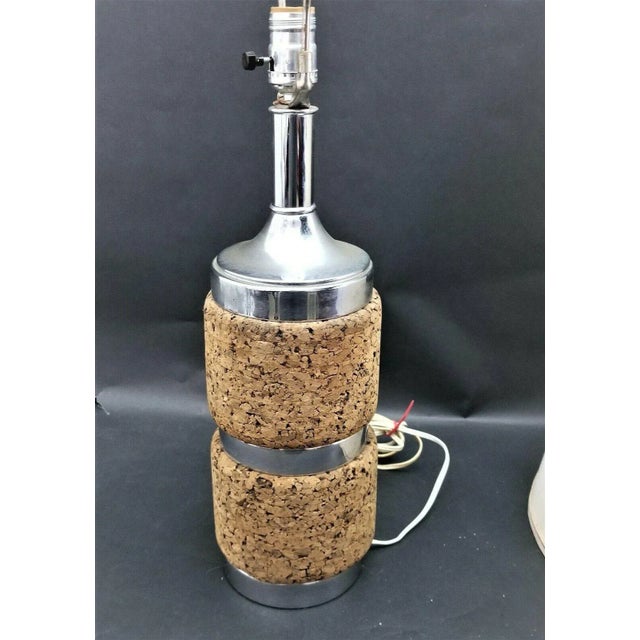 Vintage Mid-Century Chrome & Cork Table Lamp With Matching Cork And ...