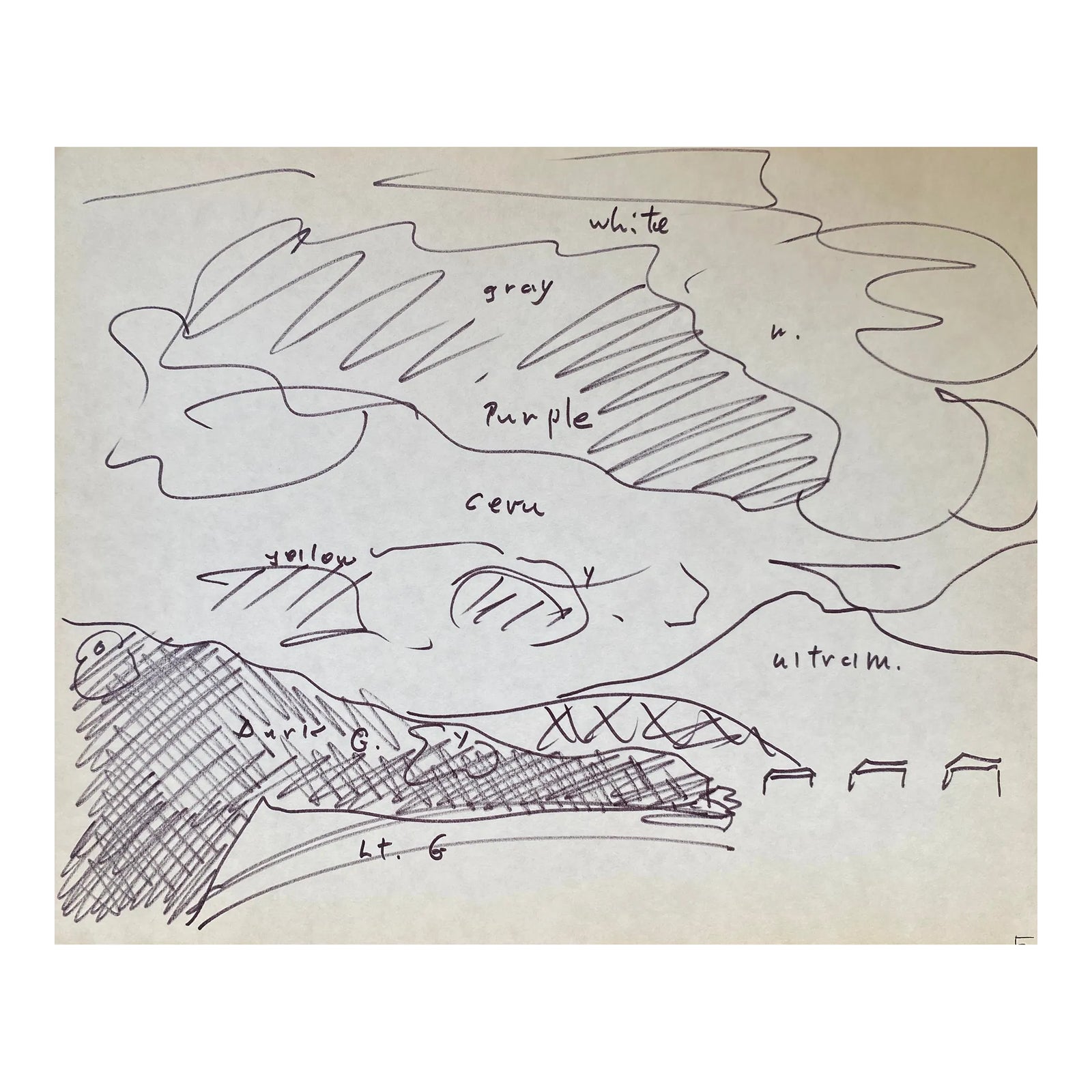 1960s Frank Wallace Underhill Vermont Drawing With Color Notes | Chairish