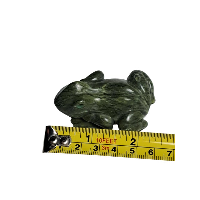 Mid-Century Modern Chinese Carved Jade Frog Dark Green Veins Primitive ...