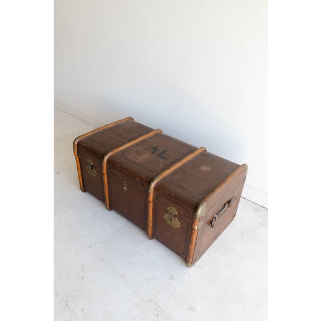 19th C French Trunk With Wood Details | Chairish