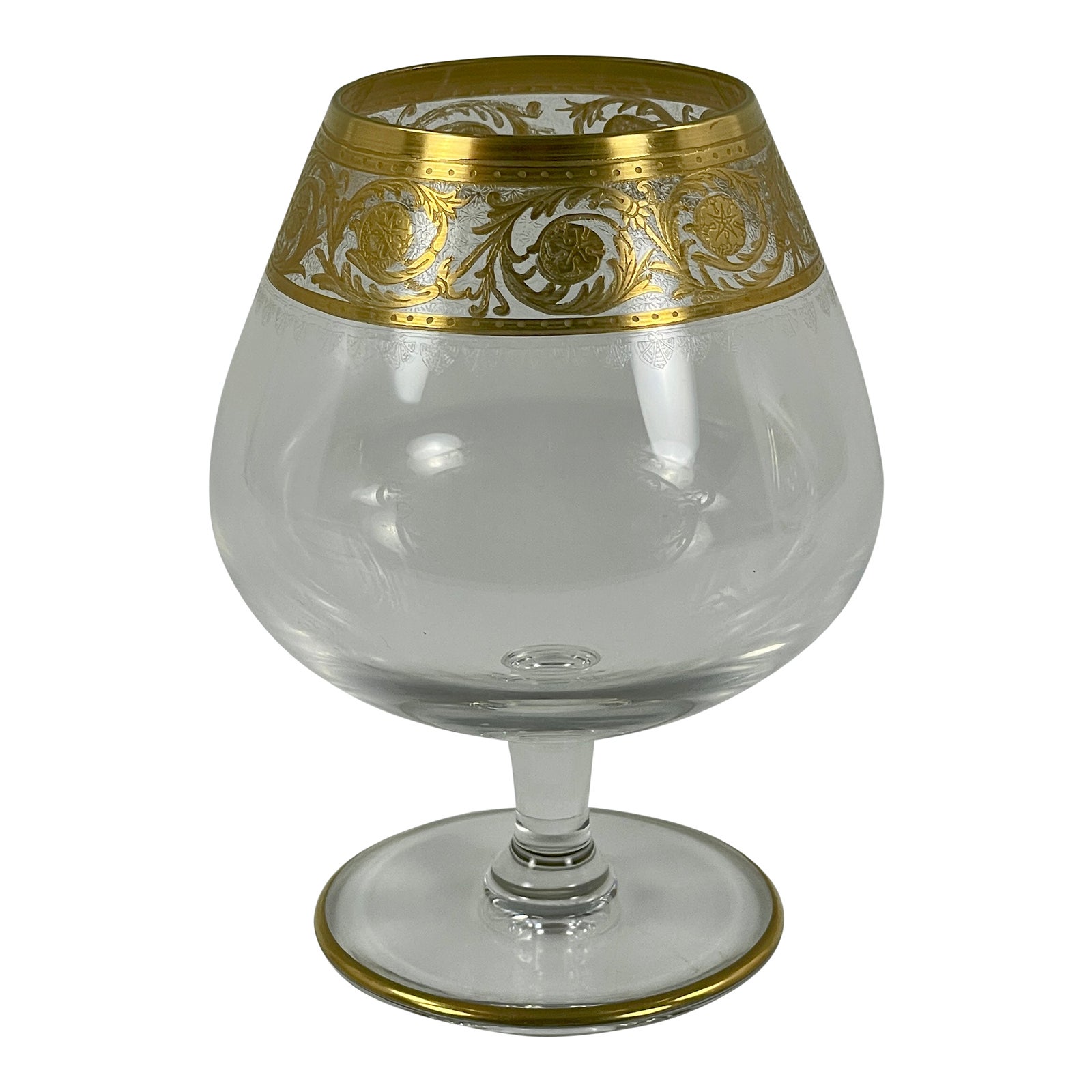 Mid 20th Century St Louis Brandy Snifter, Thistle Gold | Chairish