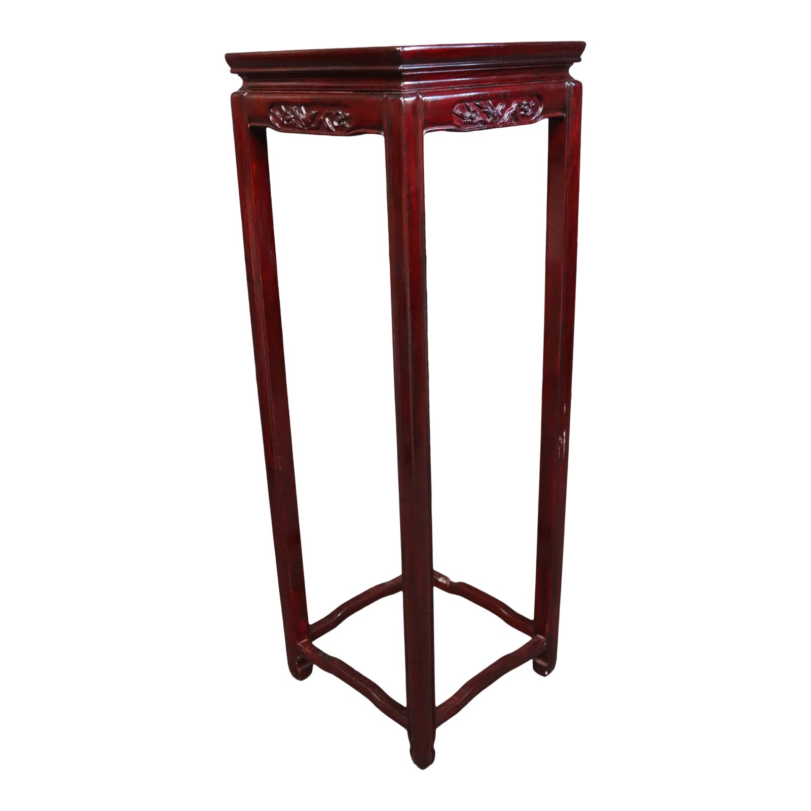 Late 20th Century Chinese Rosewood Bird Carved Pedestal Plant Stand ...
