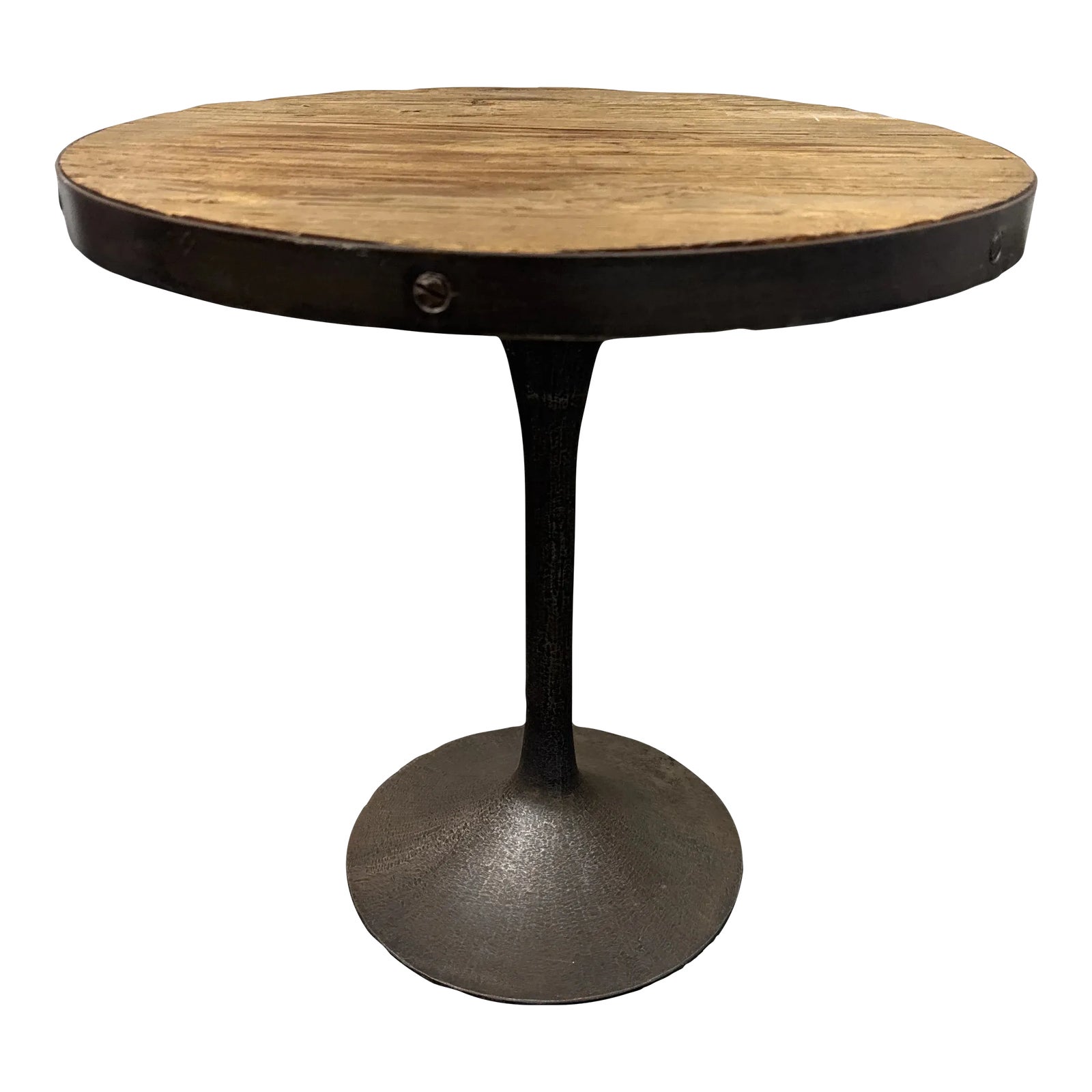 Restoration Hardware “Aero” Reclaimed Elm Round Side Table | Chairish